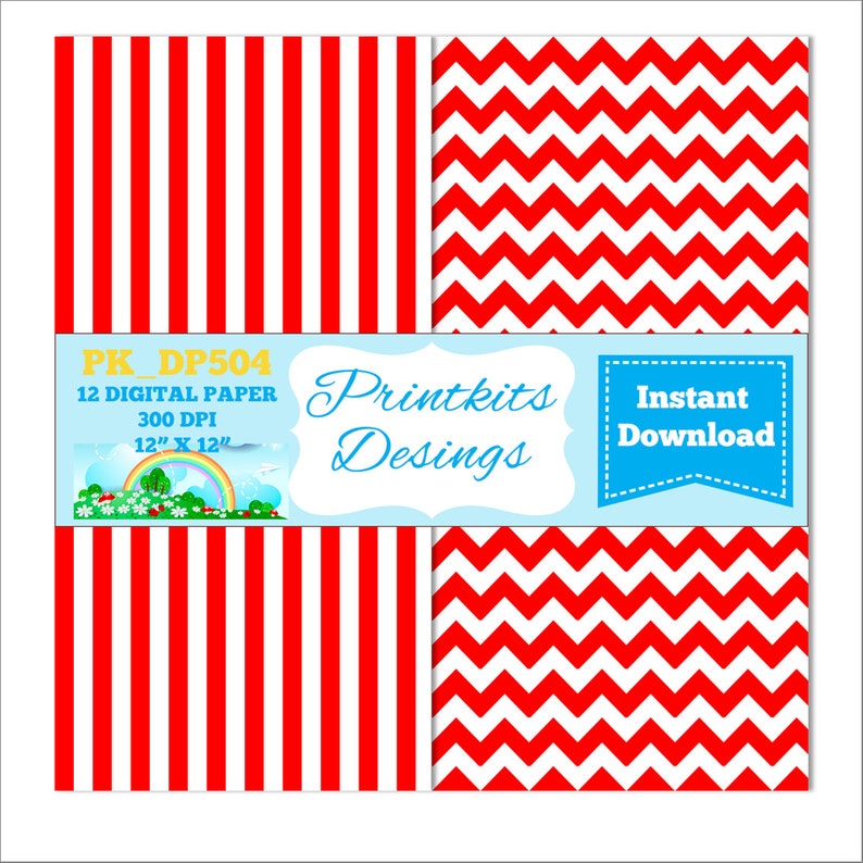 DOLLAR SALE Instant Download Chevron and Stripes Digital Scrapbook ...
