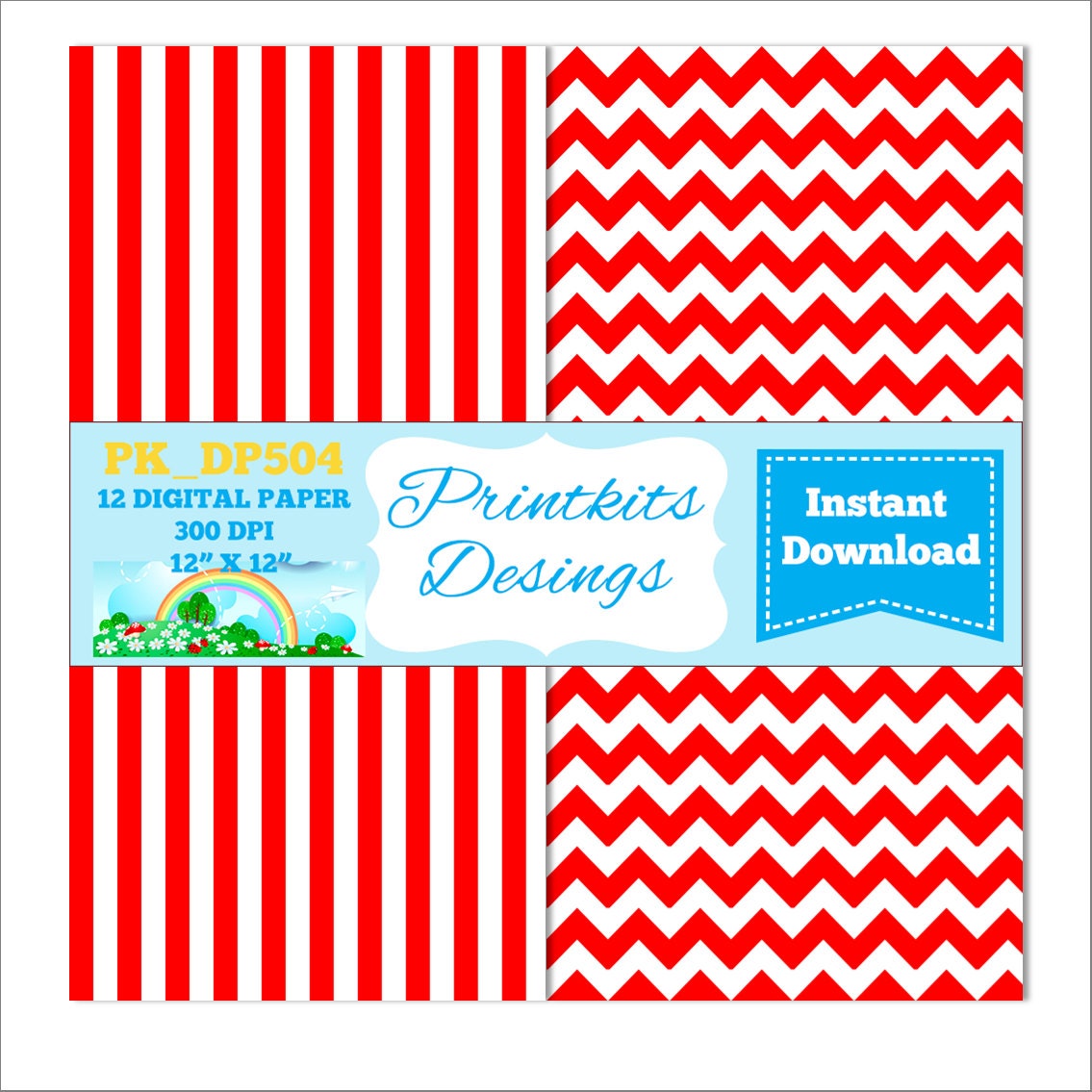DOLLAR SALE Instant Download Chevron and Stripes Digital - Etsy