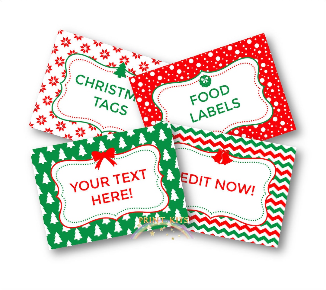 Christmas Labels - Christmas Food Labels - Christmas Tags - Instant ...