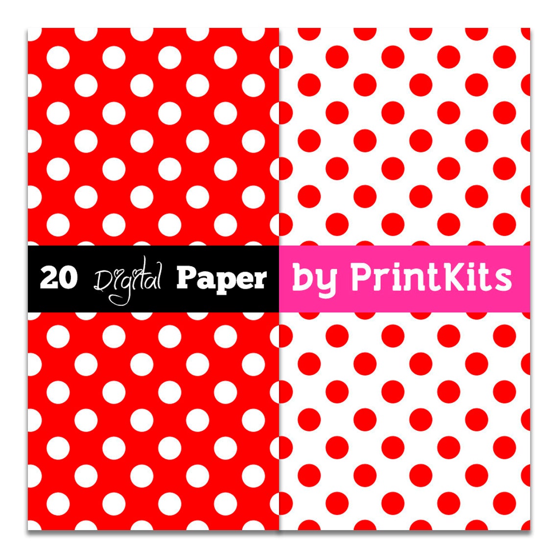 Big Polka Dot Digital Paper Printable Polka Dot Paper Basic Digital ...
