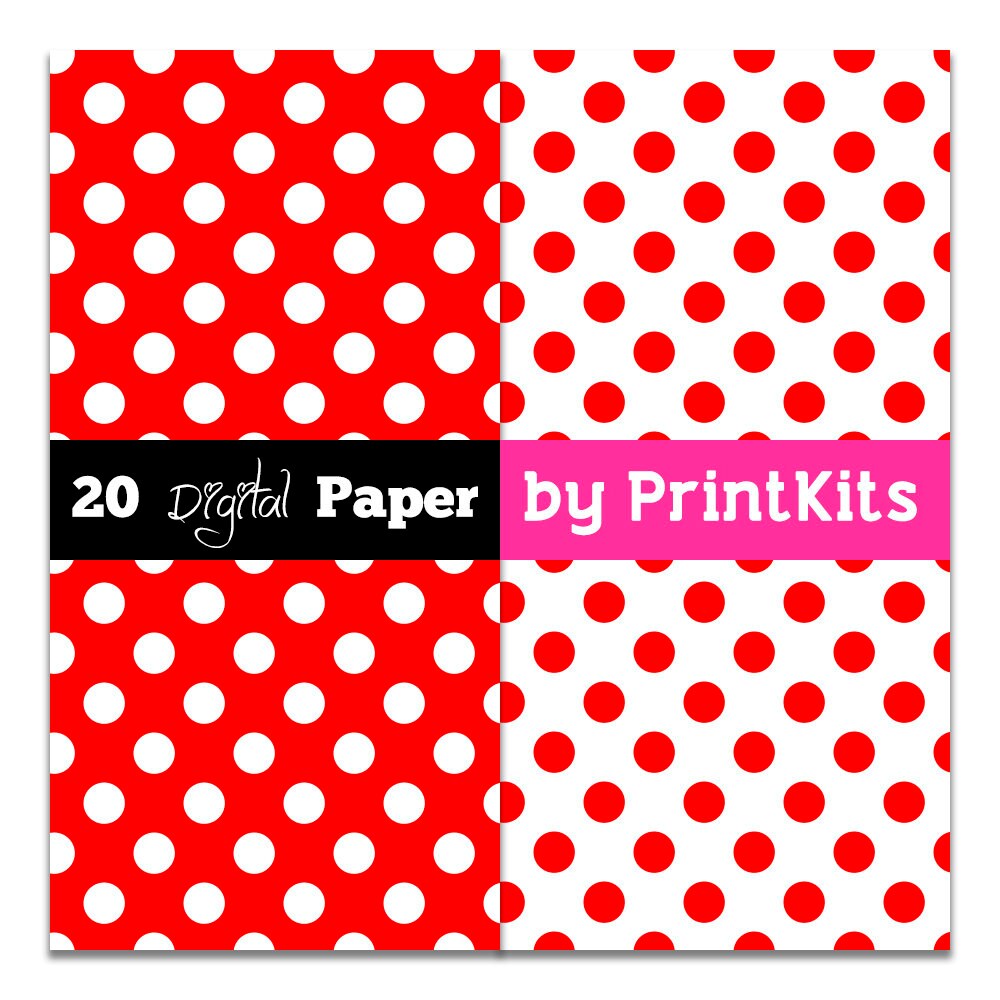 Big Polka Dot Digital Paper Printable Polka Dot Paper Basic Digital ...