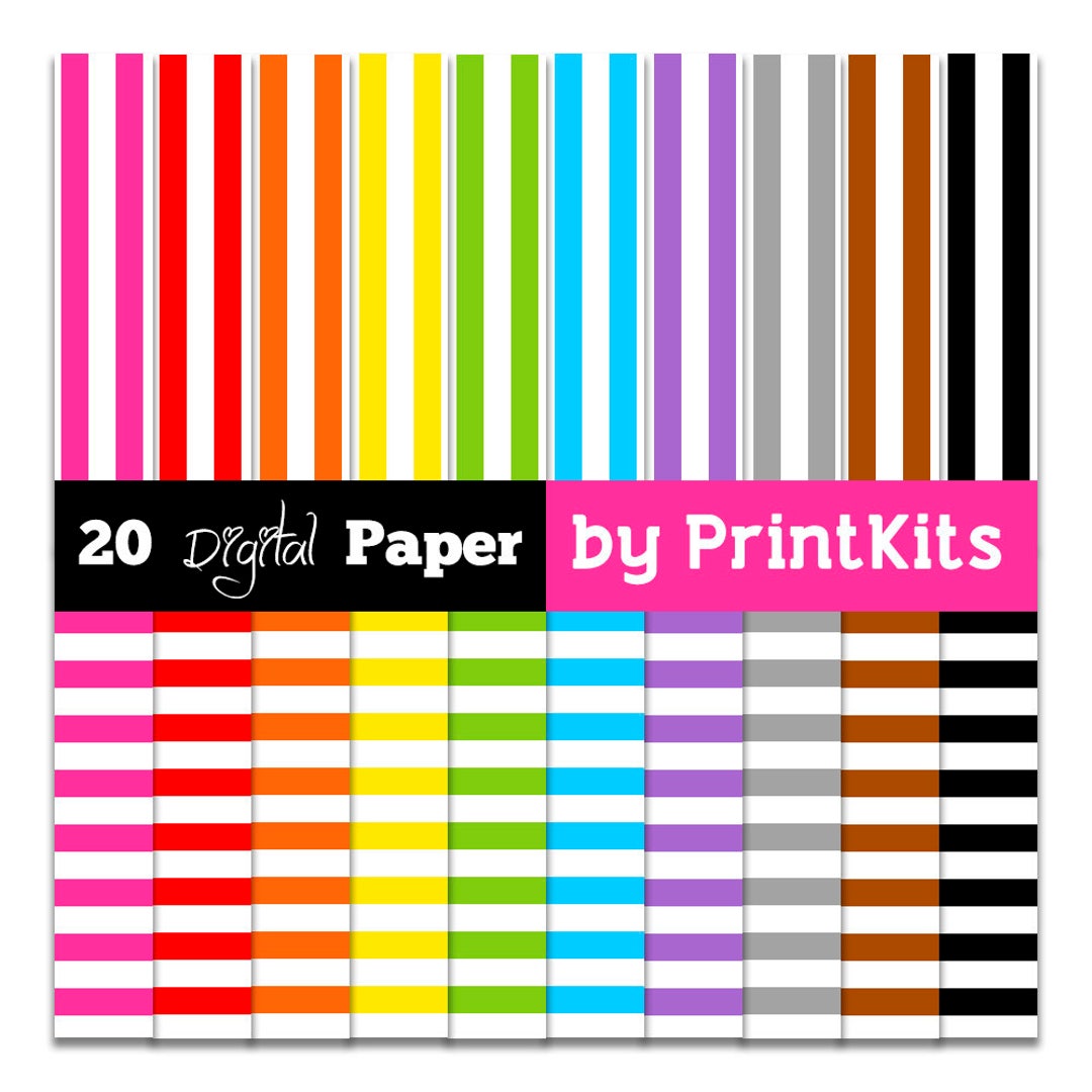 Stripe Digital Paper Striped Paper Basic Digital Paper Stripe Scrapbook ...