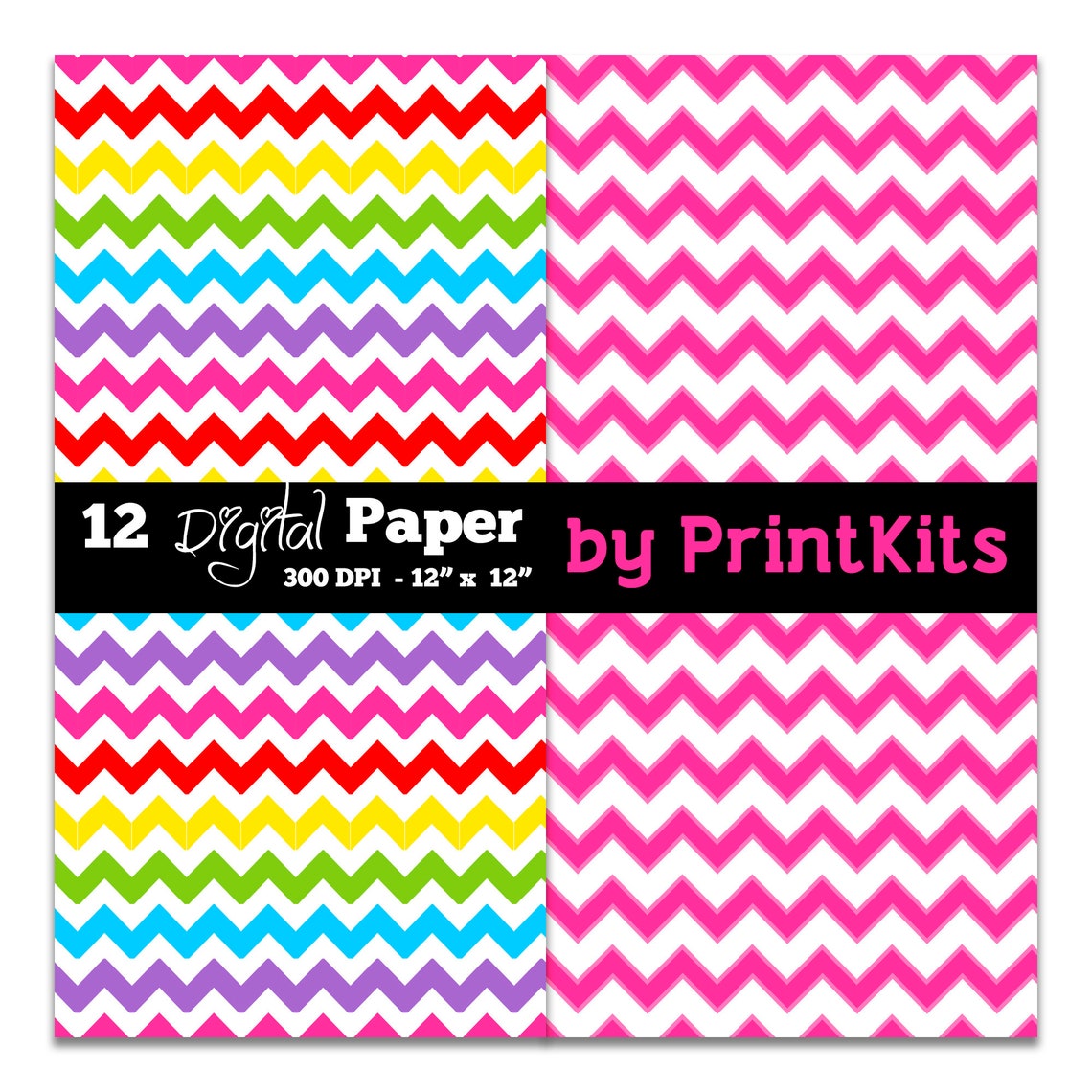 Papel Digital Multicolor Zig Zag fondos para aplicar en - Etsy España