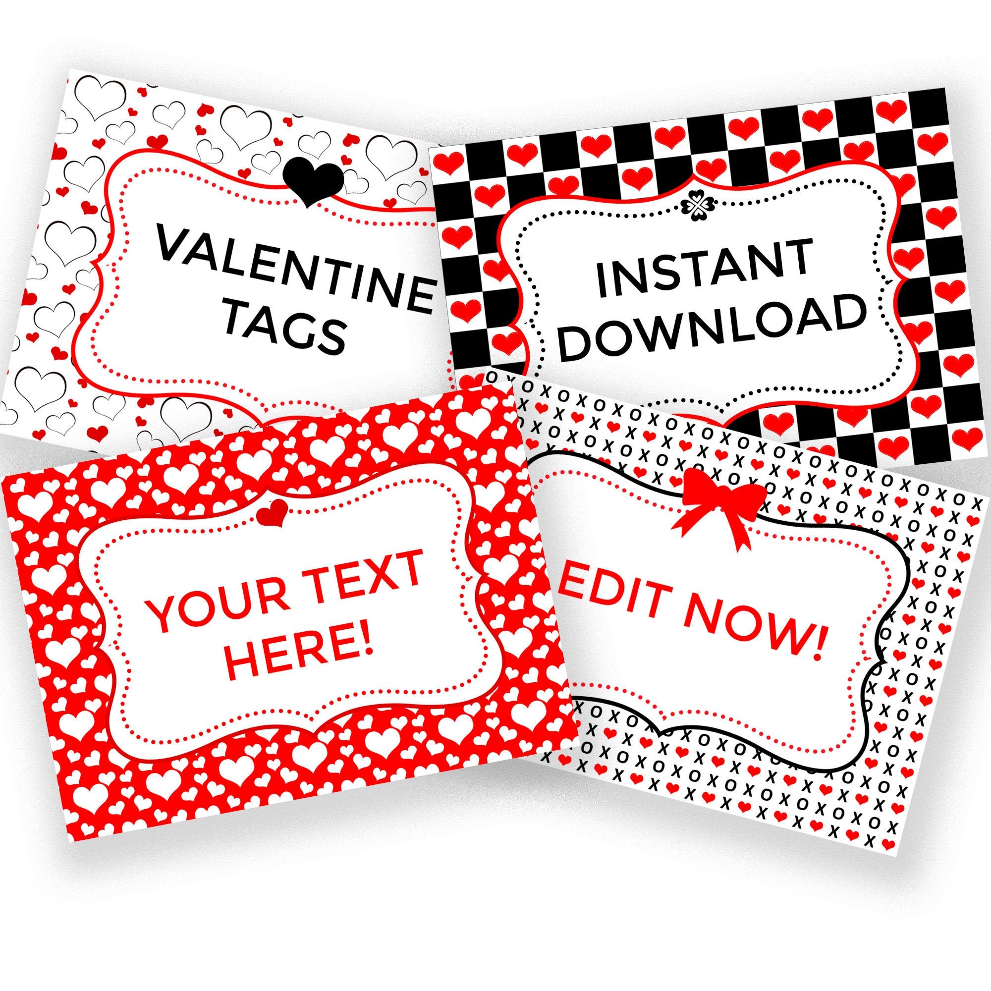 Editable Valentines Gift Tags Printable Valentine Labels Love Tags ...