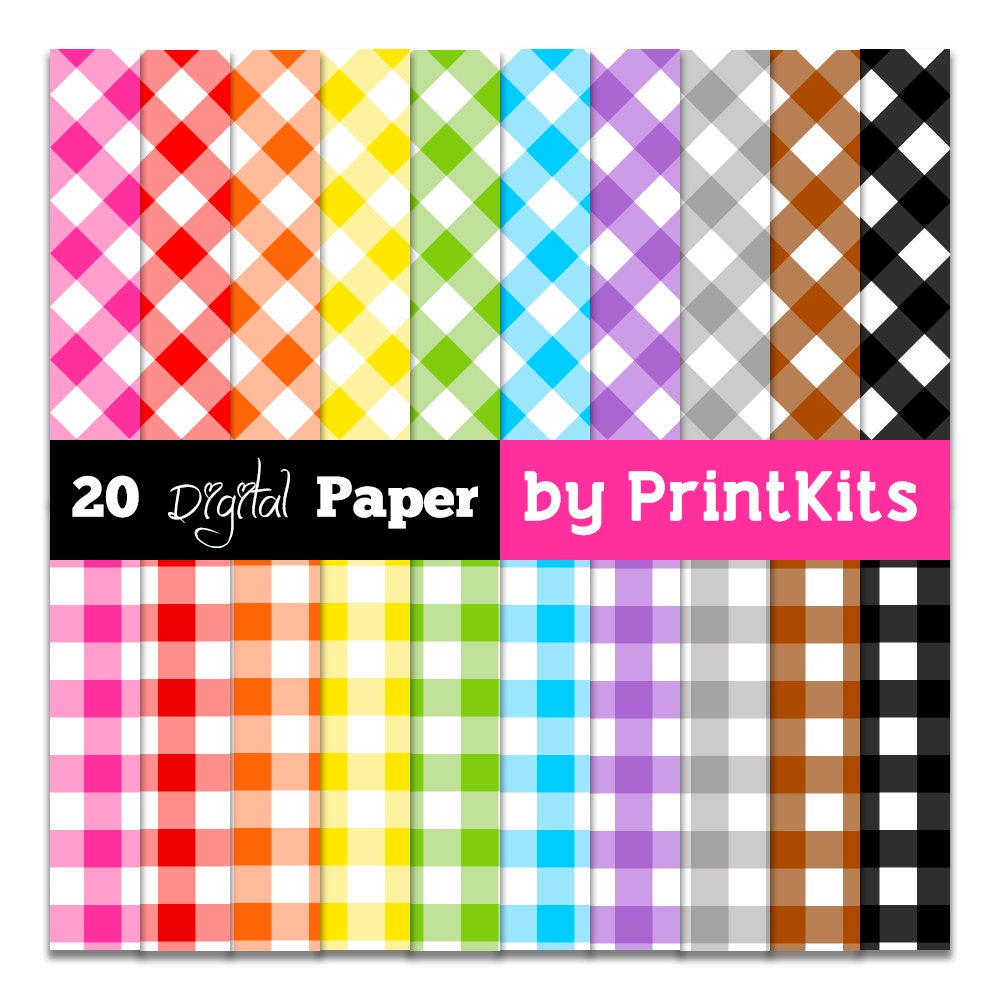 Gingham Digital Paper Picnic Digital Paper Basic Digital Paper Rainbow ...
