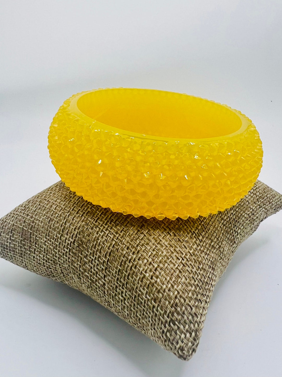 Bright Yellow Bracelet Bright Yellow Bangle Vintage Resin - Etsy