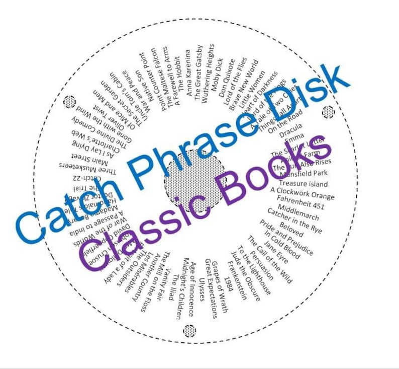 Classic Books Catch Phrase Party Game Disk/insert Download - Book Theme ...
