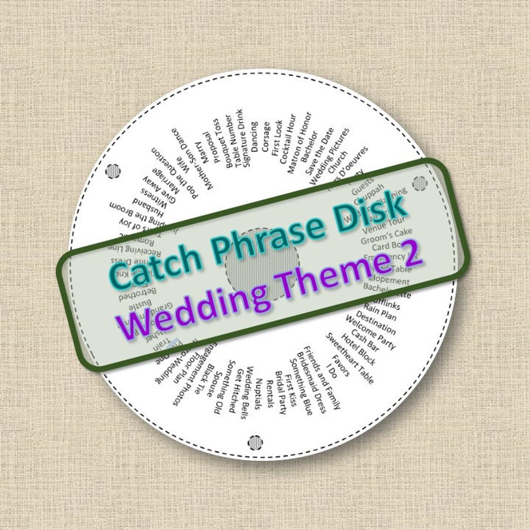 Wedding Catch Phrase Party Game Disk/insert Download Wedding, Wedding Shower, Engagement Party ...