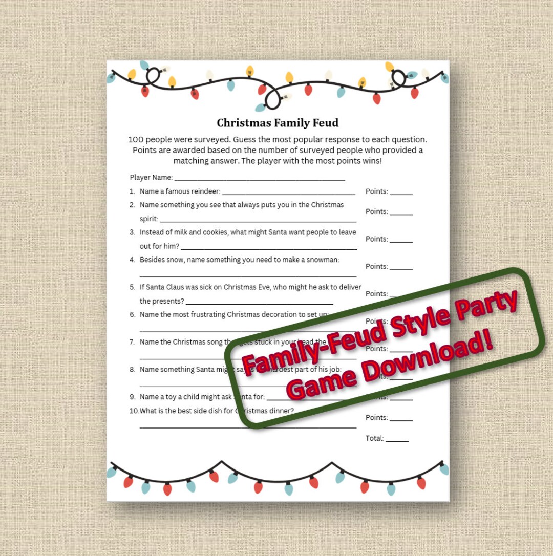 Christmas Family Feud-style Party Game Download - Christmas Holiday ...