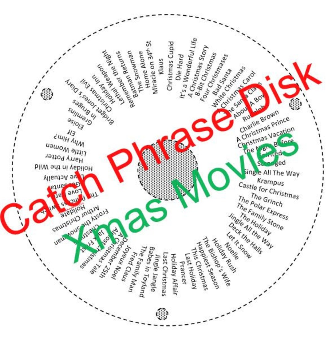 Christmas Movies Catch Phrase Party Game Disk/insert Download Christmas ...