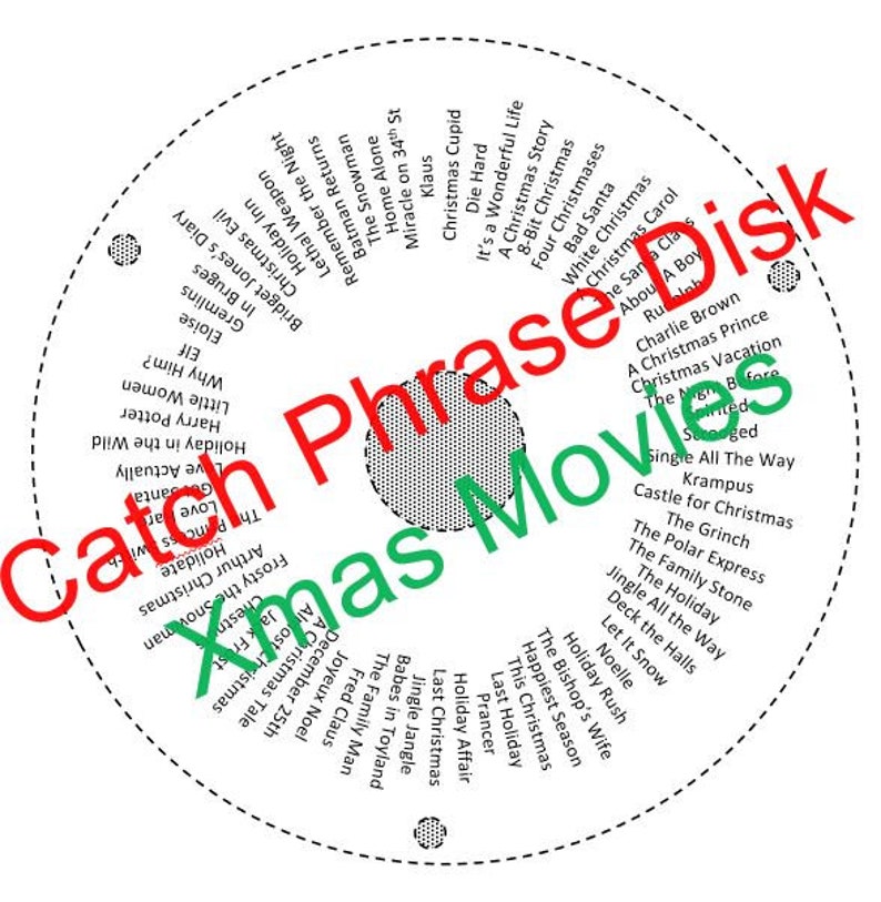 Christmas Movies Catch Phrase Party Game Disk/insert Download Christmas ...