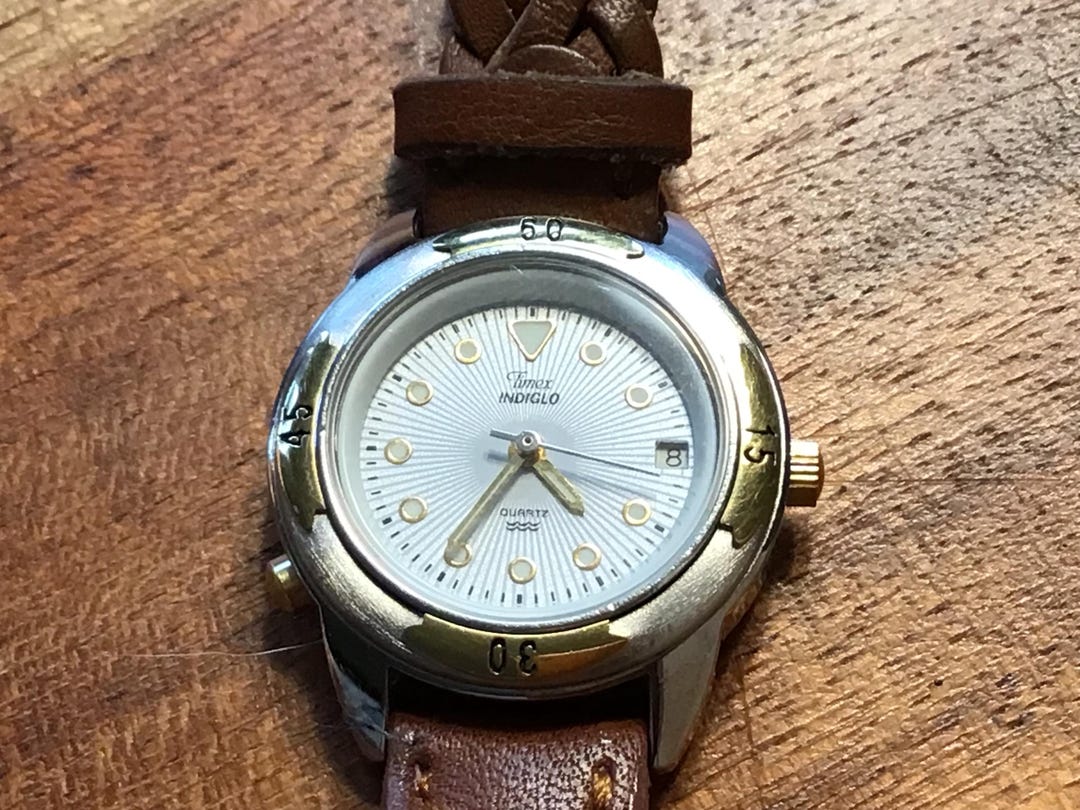 Timex Indiglo Gold and Silver Color Quartz Womans Watch Date and Nice ...