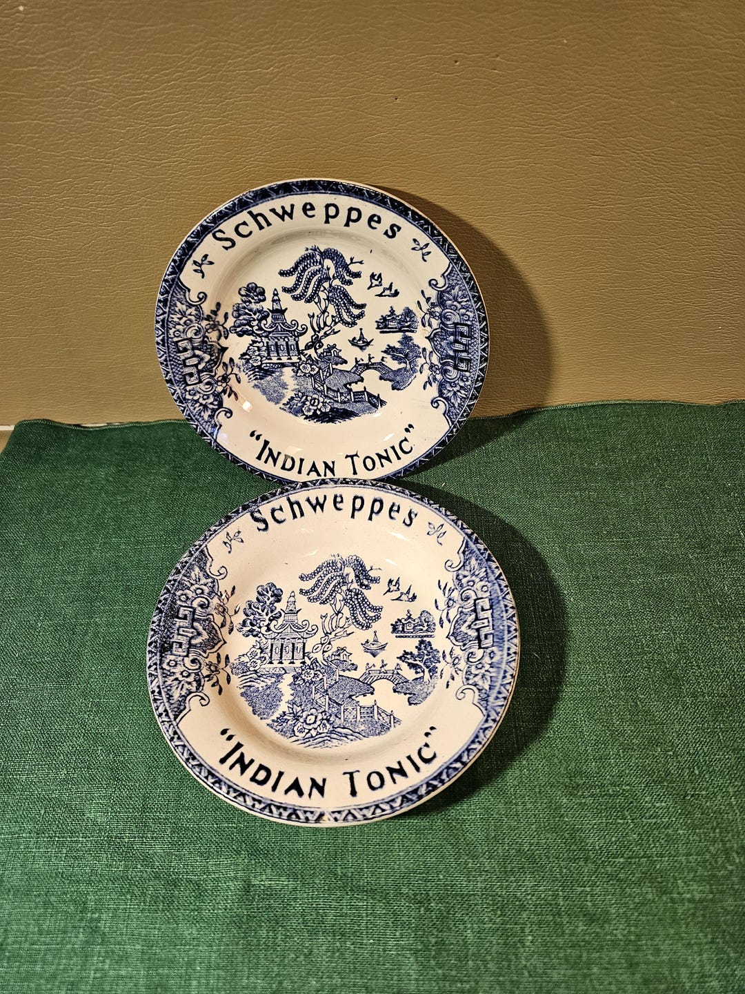 2 Vintage Schweppes French Tip Plates-antique Bar Bistro Coin Dish ...