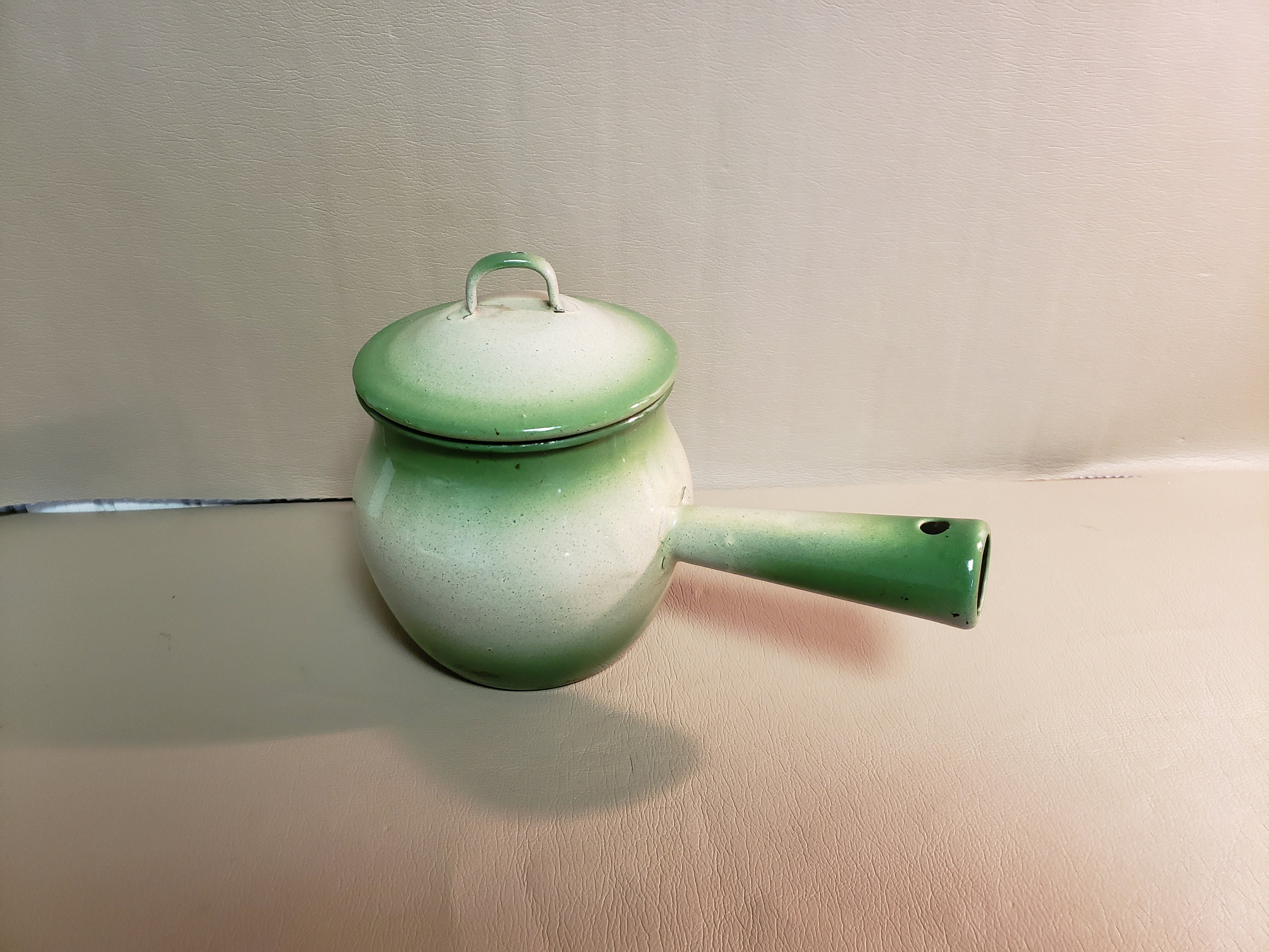 Vintage French Green Enamelware Pot with Lid-Sauce? Home & Living Pots ...