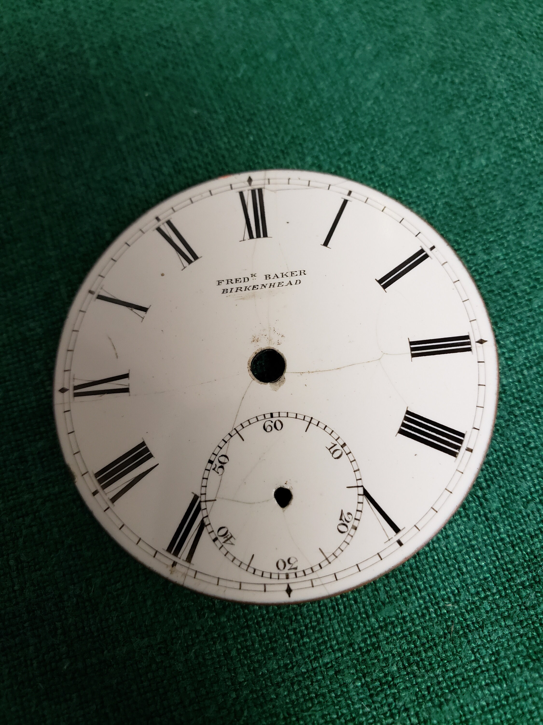 Antique Enamel Over Copper Clock Face-fred Baker, Birkenhead England ...