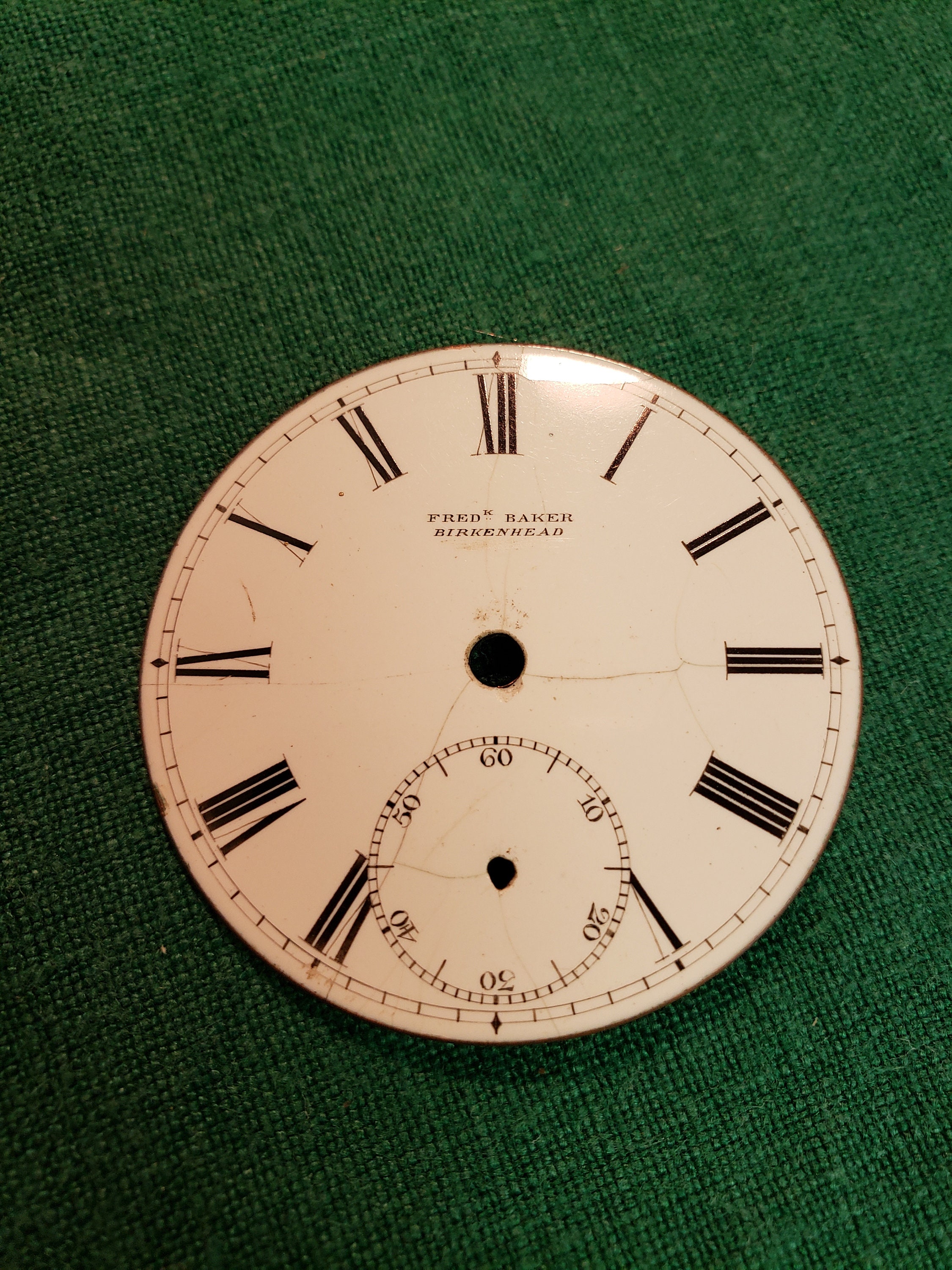 Antique Enamel Over Copper Clock Face-fred Baker, Birkenhead England ...