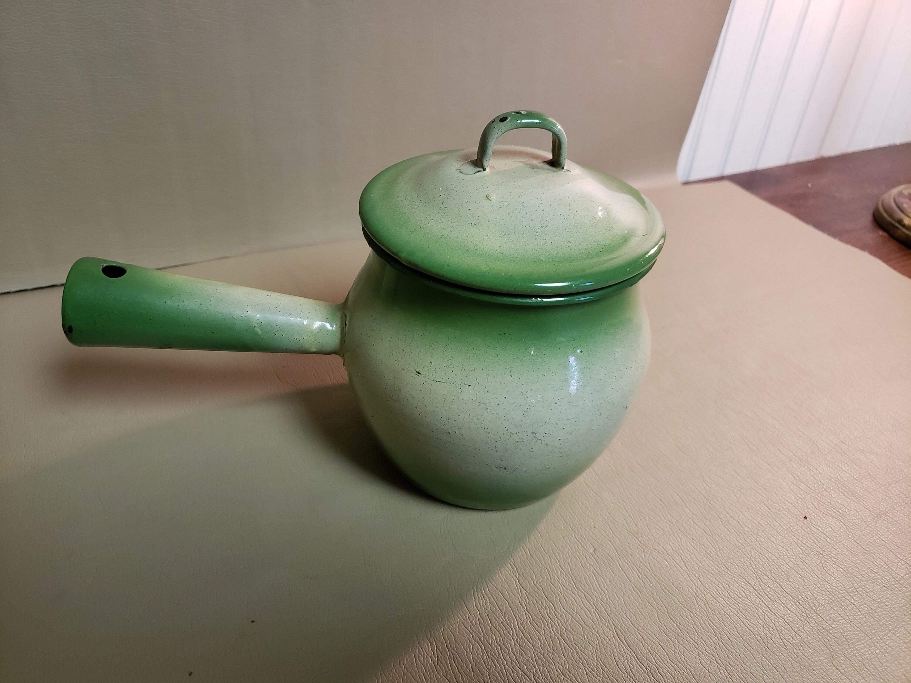 Vintage French Green Enamelware Pot with Lid-Sauce? Home & Living Pots ...