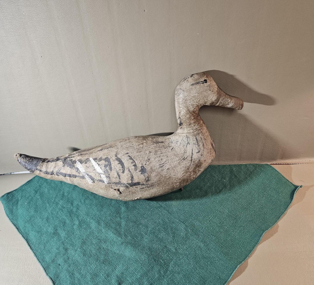 Antique Duck Decoy-stuffed Waxed Canvas Hand Crafted Decoy-hand Painted ...