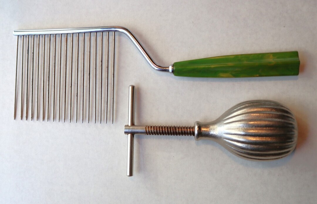 Vintage Bakelite Angel Food Cake Slicer and Antique Garlic Crusher ...