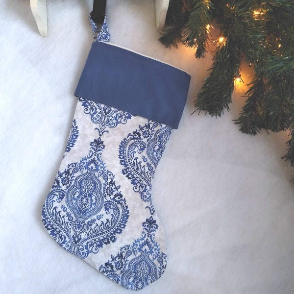 Blue and White Christmas Stockings - Etsy