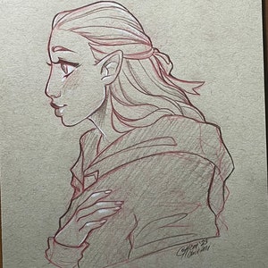 Elven Original Pencil Sketch - Etsy