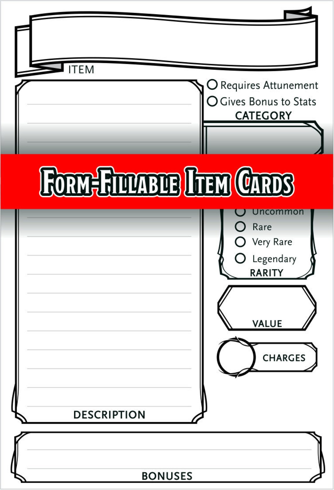 Dungeons & Dragons: Form-fillable Item Cards - Etsy Israel