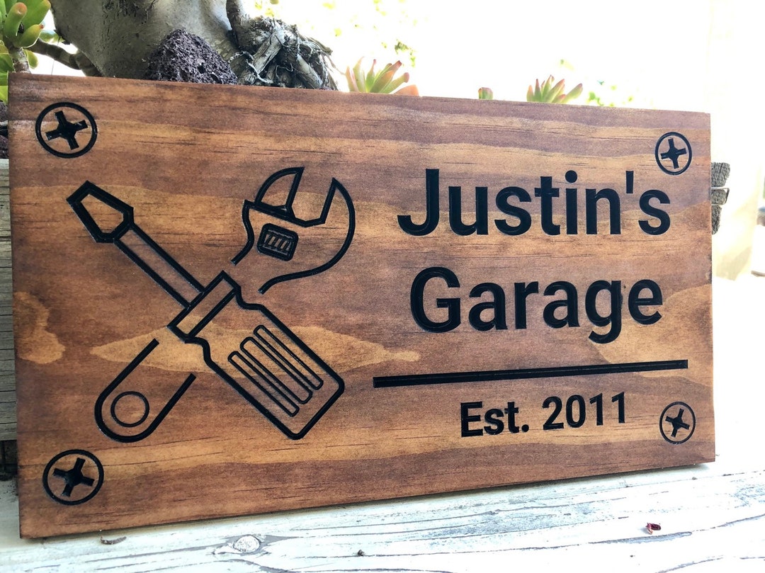 Garage Wood Sign, Wood Shop, Garage Sign - Rustic Vintage Style Sign ...