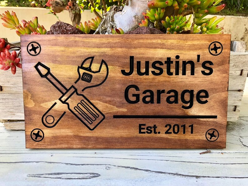 Garage Wood Sign Wood Shop Garage Sign Rustic Vintage - Etsy