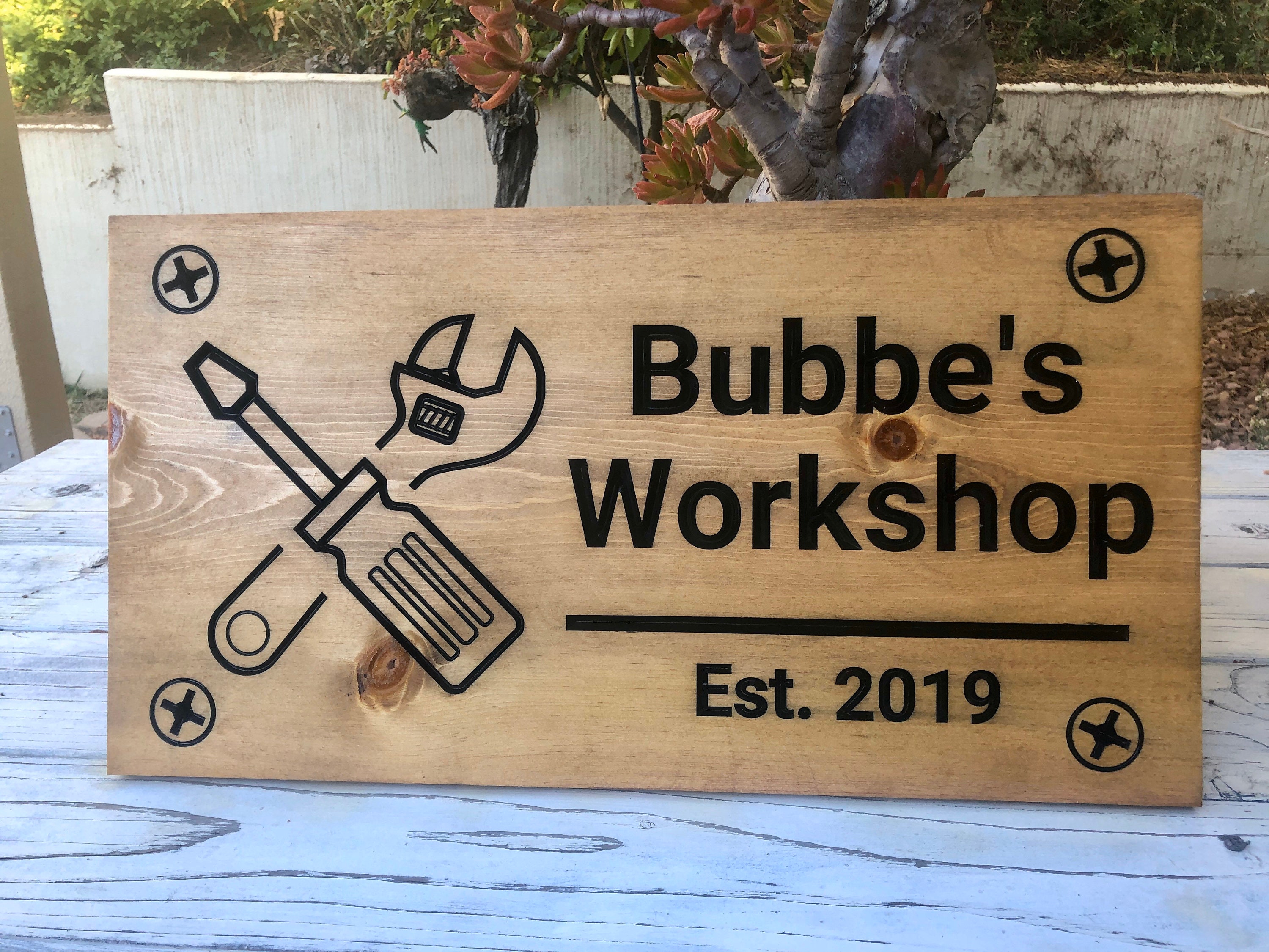 Workshop Wood shop garage sign Rustic vintage style sign | Etsy