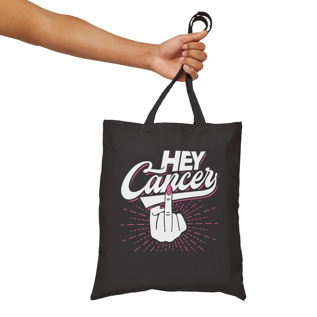 Hey Cancer Black Tote Bag, Funny Cancer Bag, Chemotherapy Visit Tote ...