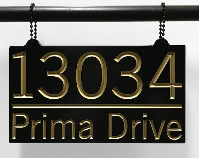 Justified Hanging Address Sign Engraved House Numbers. Choice of 3 ...