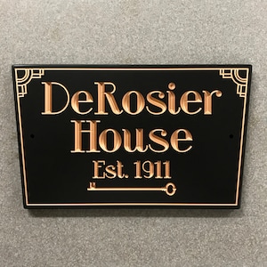 Art Deco House / Family Address Sign Engraved Designer House Numbers ...