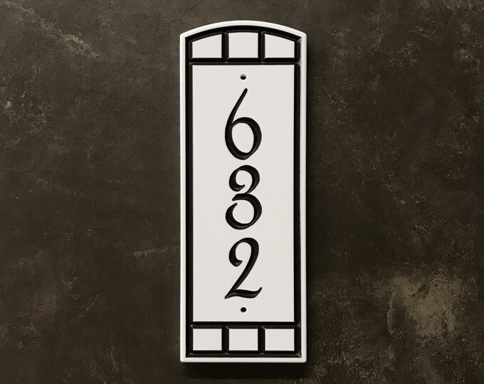 Vertical Tudor Address Sign Engraved House Number. Choice of 3 Sizes ...