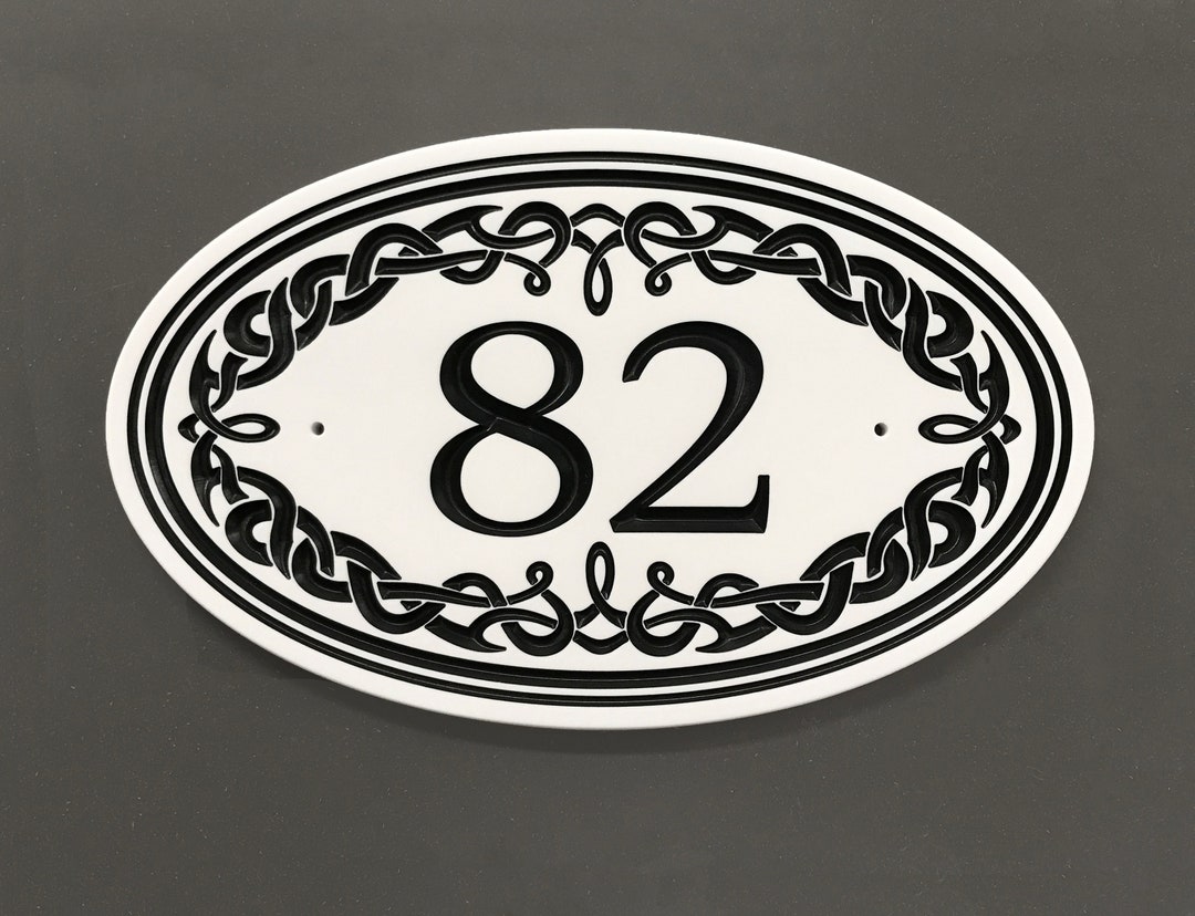 Celtic Oval Address Sign Engraved Designer House Numbers Choice of 3 ...