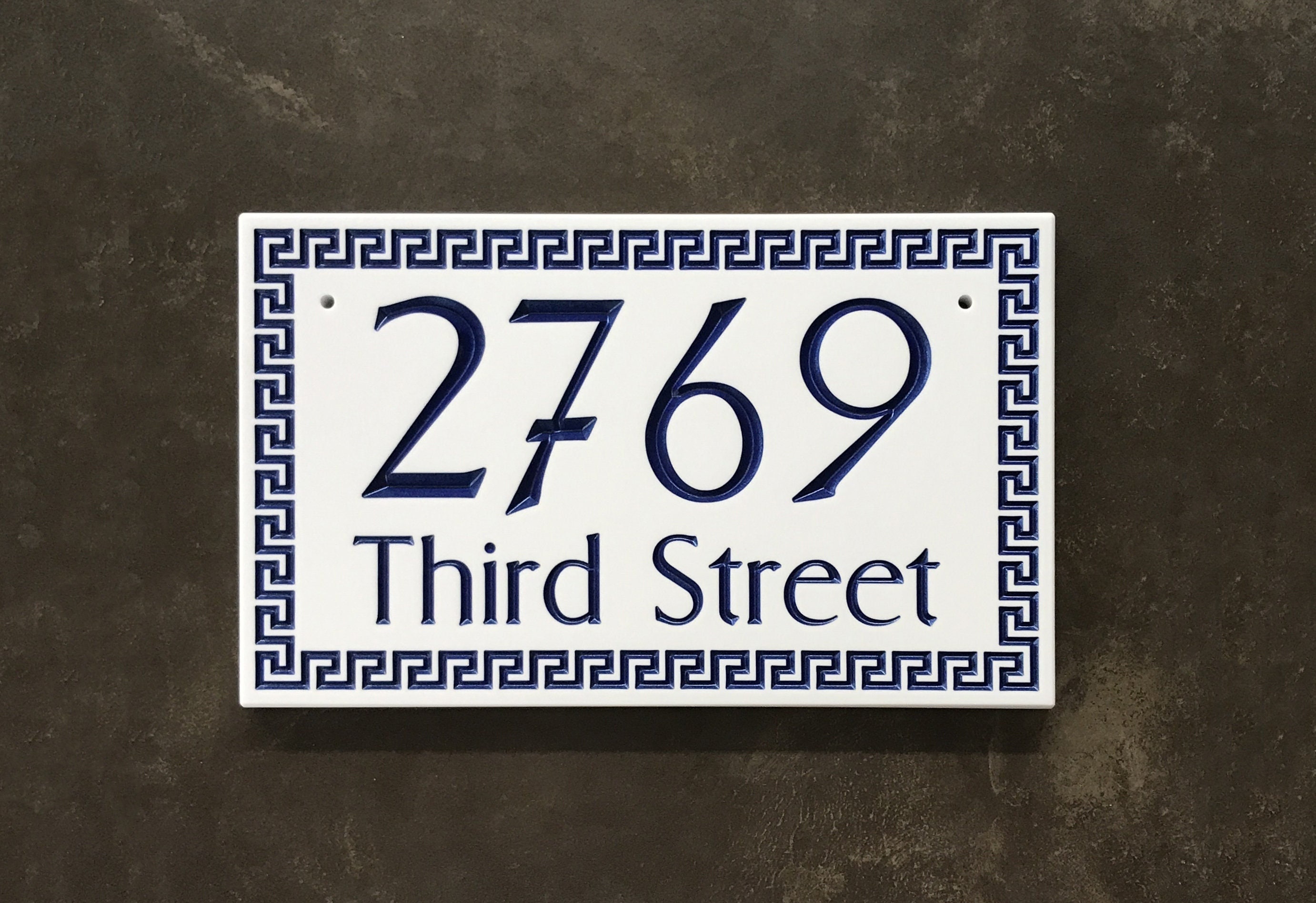 Greek Key Address Sign Engraved Designer House Numbers. Choice of 3 ...