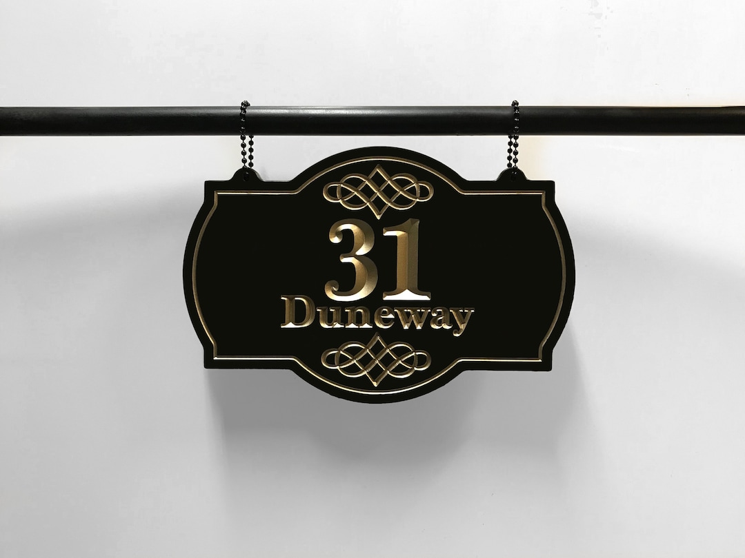 Hanging Elegant Address Sign Engraved House Numbers. Choice of 3 Sizes ...