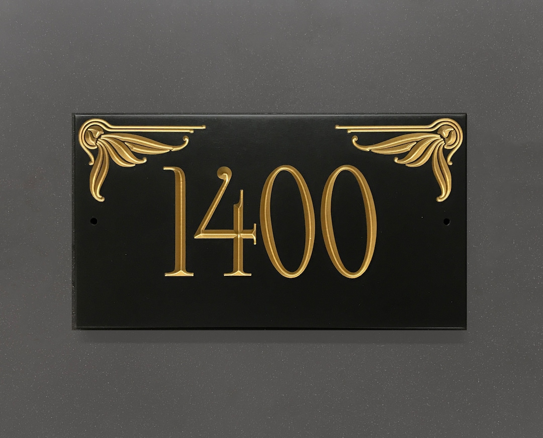 Art Nouveau Address Sign Engraved Designer House Numbers. Choice of 3 ...