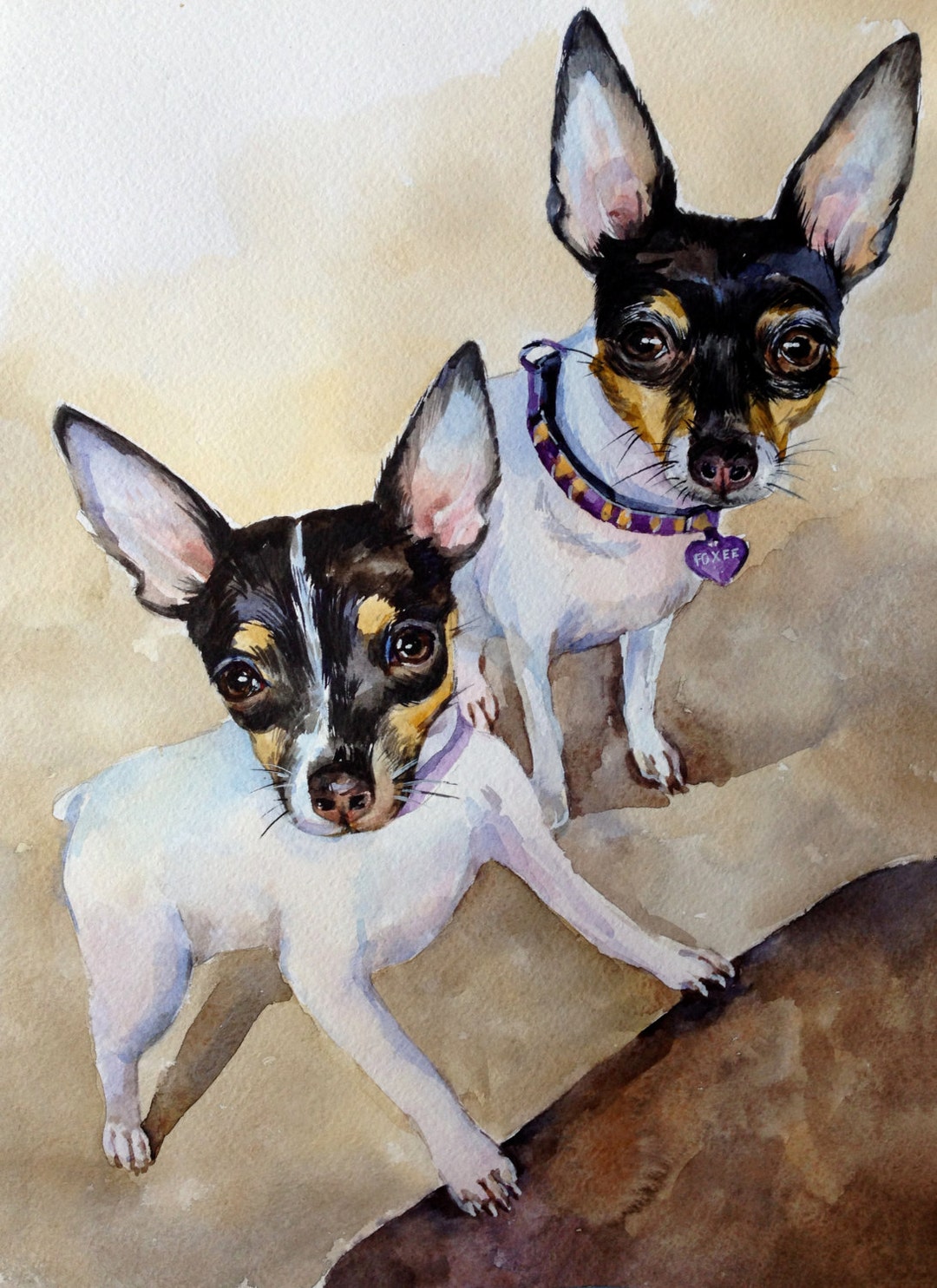 Double Dog Portrait, Pet Dog Portrait, Two Pets Portrait, Commission ...