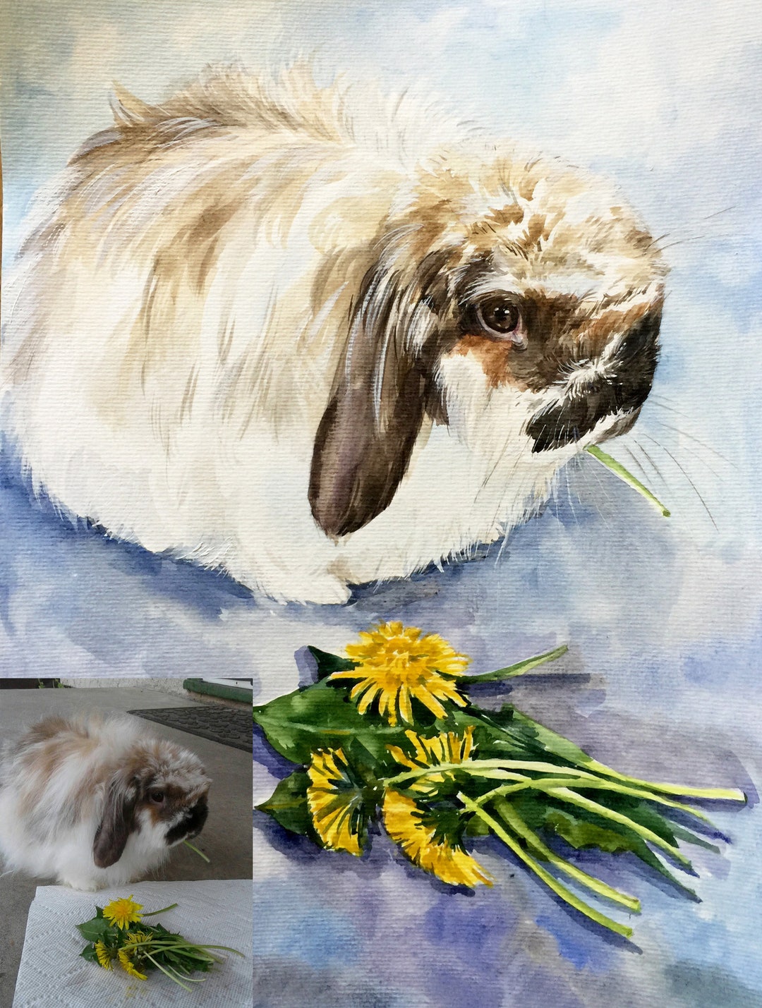 Custom Pet Ferret Portrait, Custom Rabbit Portrait, Bunny, Hare Pet ...