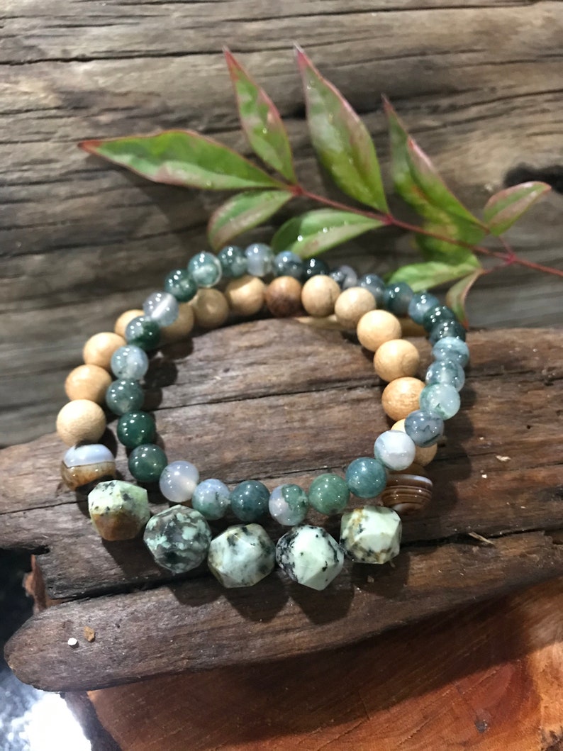 Boho Gemstone Bracelet: African Turquoise & Sandalwood - Etsy