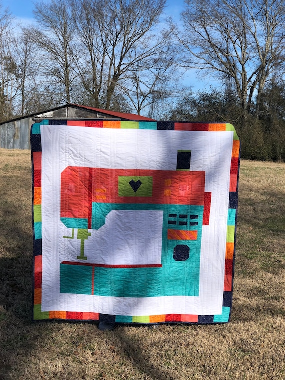 Modern Sewing Machine Quilt - Etsy