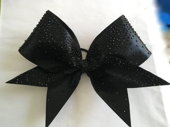 Rhinestone Cheer Bow Black on Black - Etsy