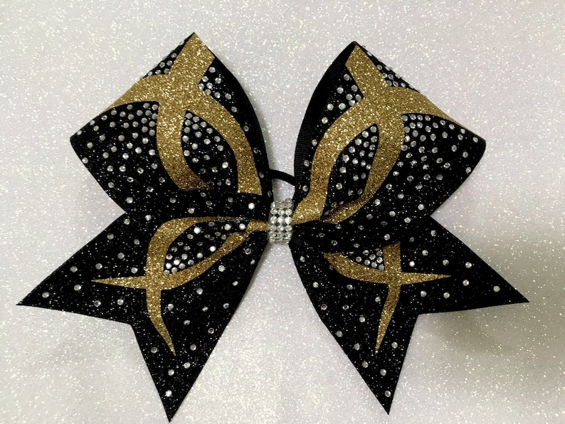 Infinity Rhinestone Bow in Black Glitter With /gold Accents - Etsy