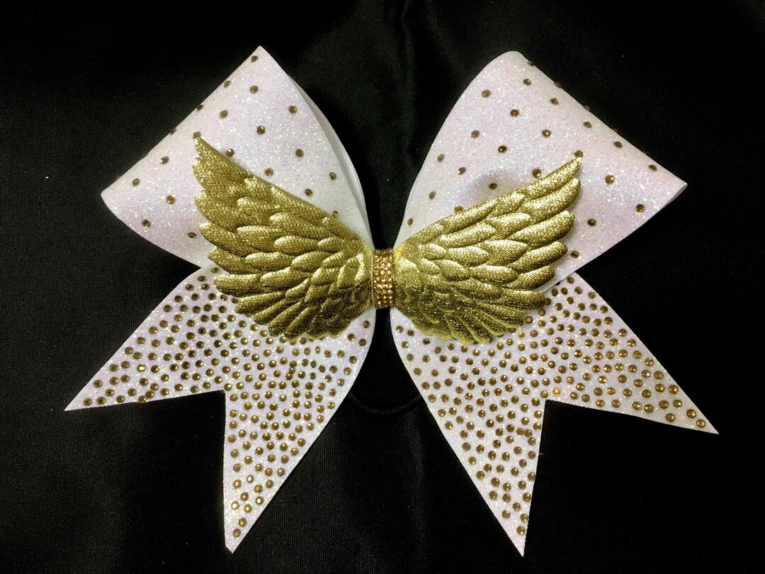 Rhinestone Cheer Bow - Gold Angel. - Etsy
