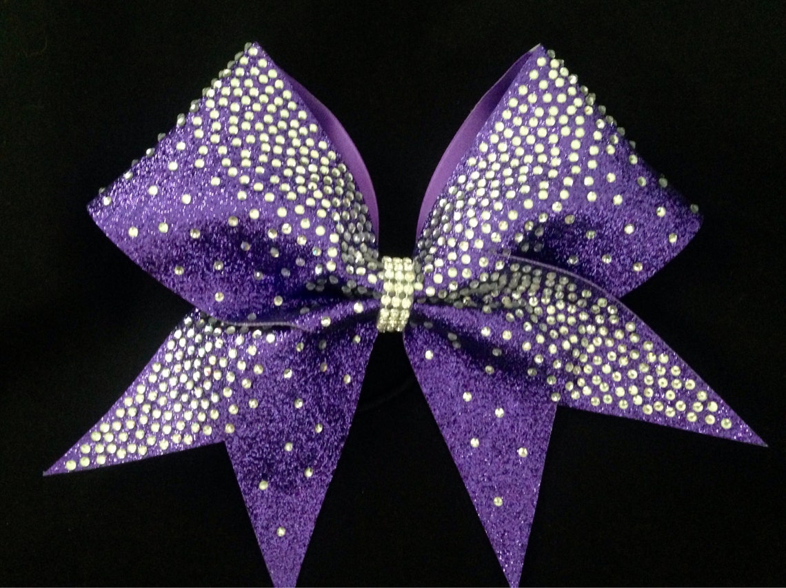 Regal Purple Glitter Cheer Bow – Rhinestone Waterfall - Etsy