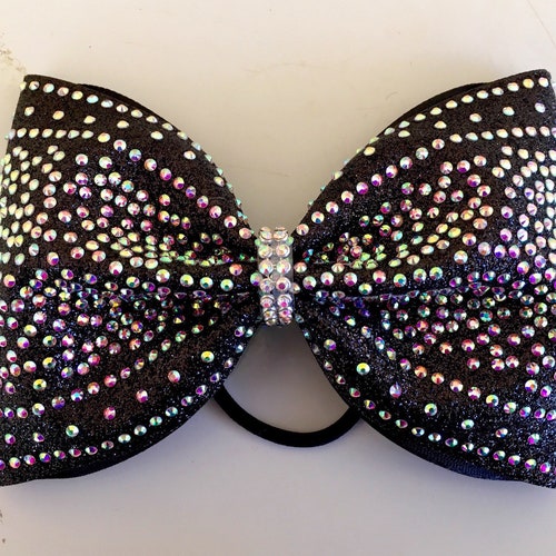 Glitter and Rhinestone Cheer Bow Black on Black - Etsy