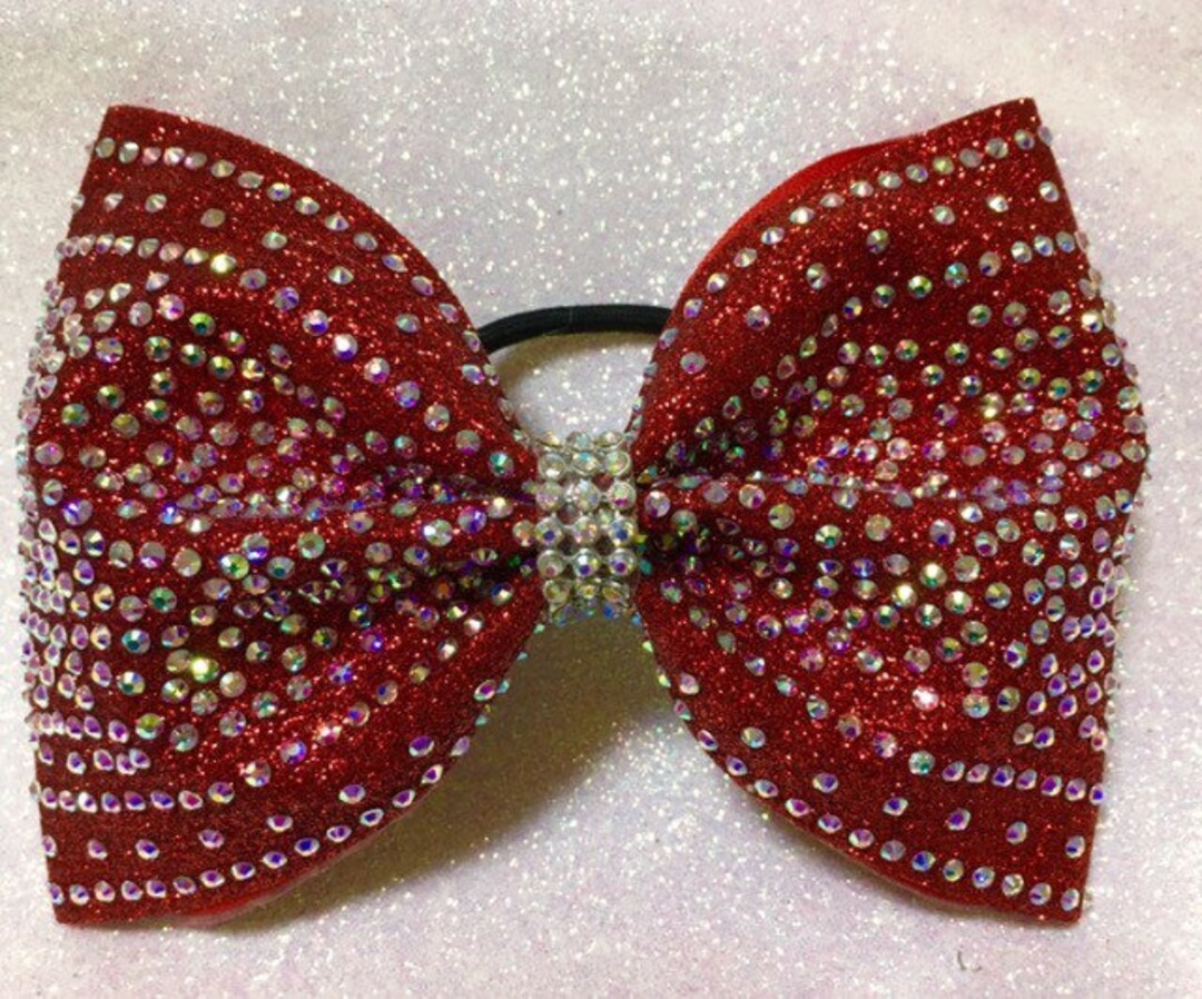 Tailless Rhinestone Bow on Red Glitter - Etsy