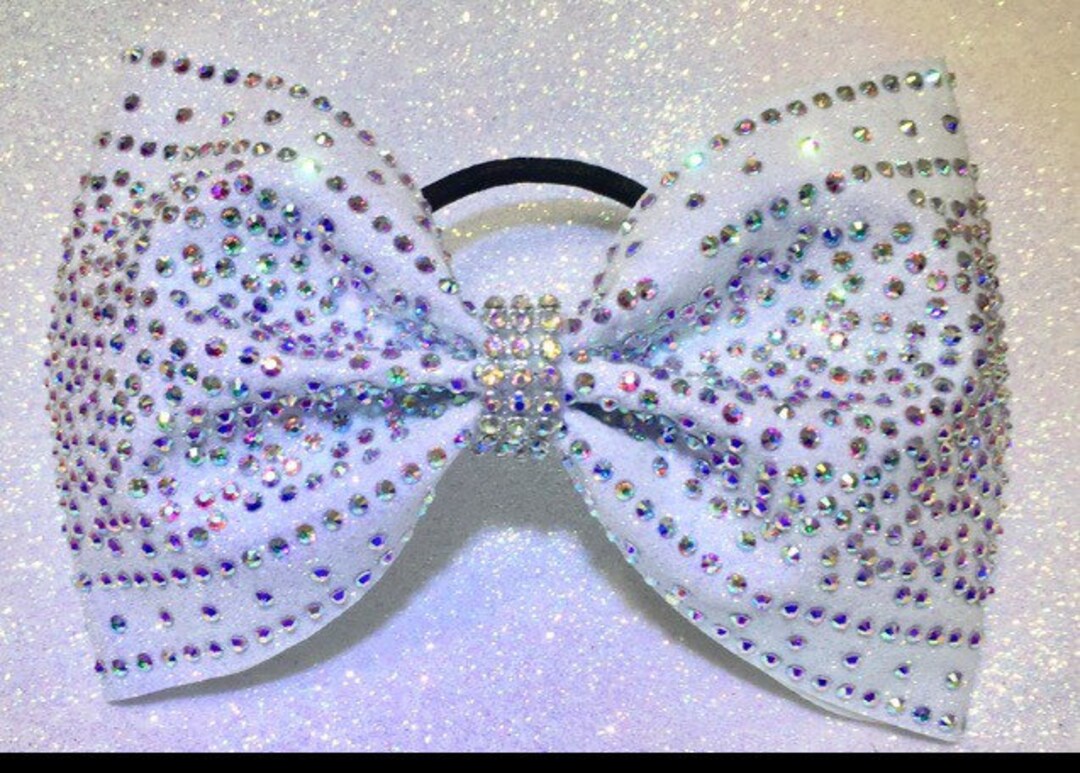 Tailless Rhinestone Bow on White Glitter - Etsy