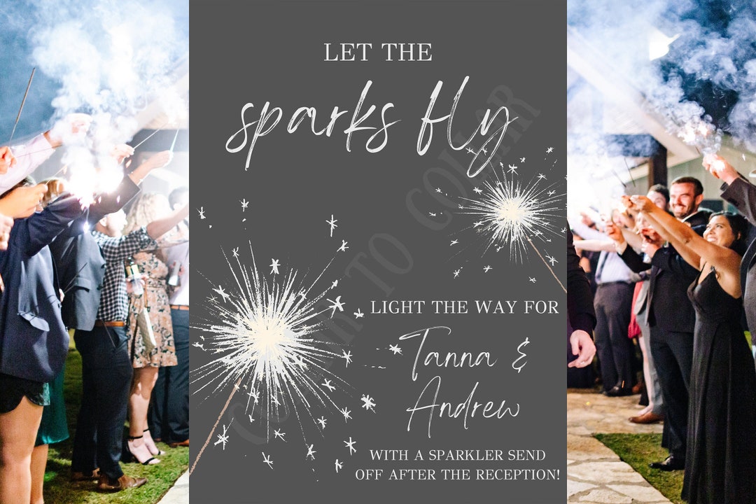 Let the Sparks Fly Sparkler Reception Sign Template | Wedding | Wedding ...
