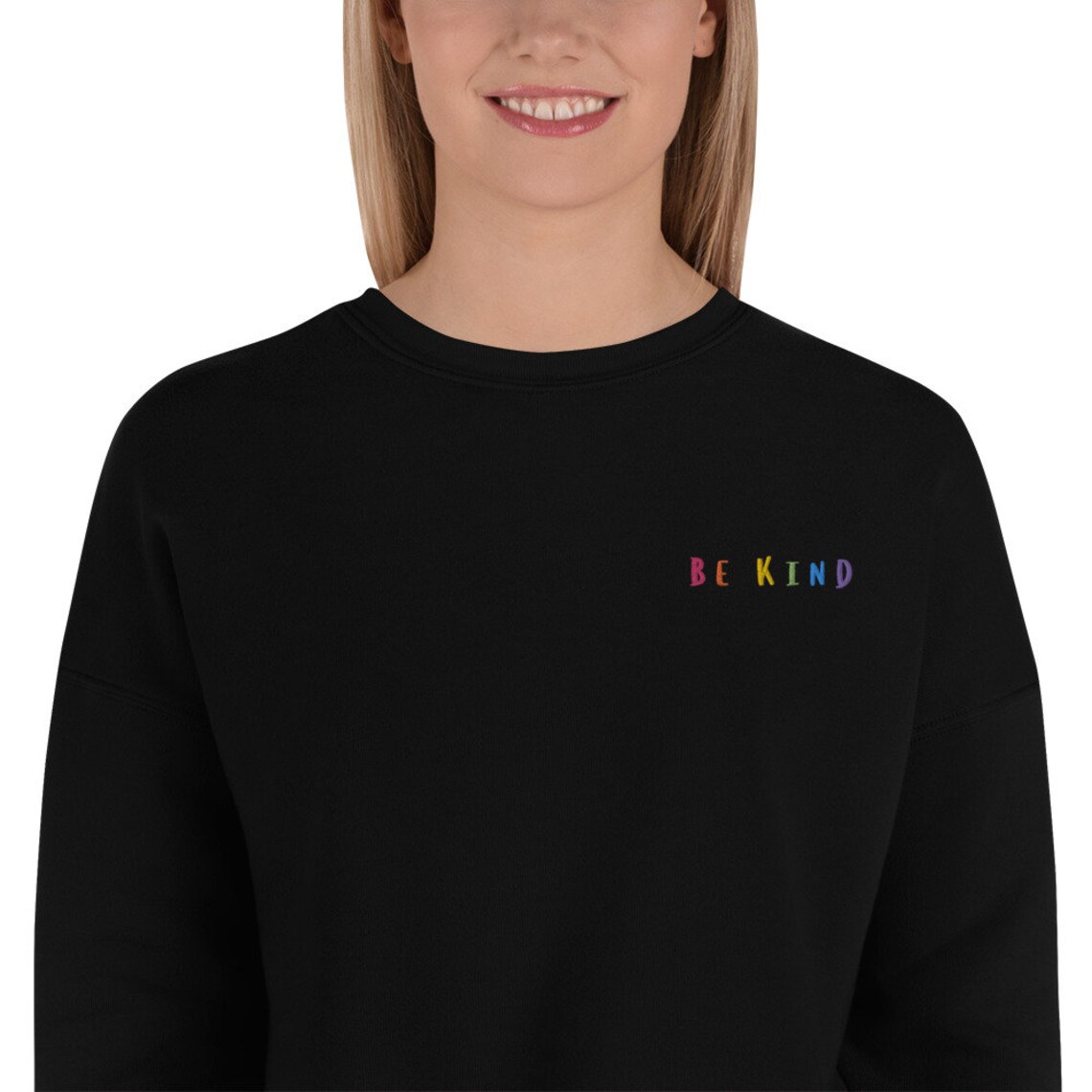 Be Kind Embroidered Cropped Sweatshirt - Etsy